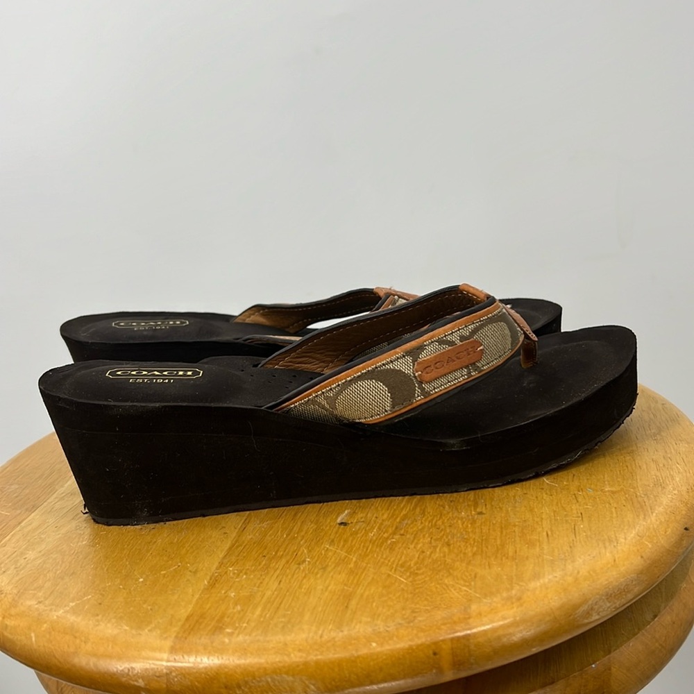 Coach Juliet, Classic Canvas Logo Straps Wedge Flip-F… - Gem